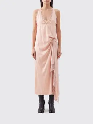MAISON MARGIELA Silk-blend Midi Slip Dress With Lace Inserts - Pink
