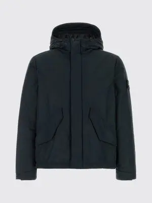 Stone Island Recycled Nylon Hooded Windbreaker Jacket With Compass Logo - Blue
