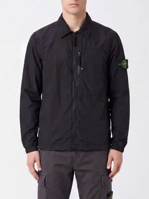 Stone Island Econyl® Recycled Nylon Shirt Jacket With Zip And Logo - Black