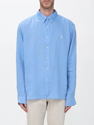 Polo Ralph Lauren Linen Button-down Shirt With Embroidered Pony Logo - Blue