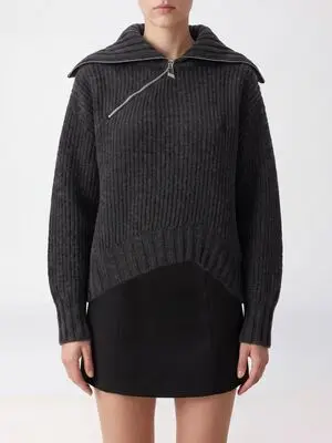 Attico Relaxed Fit Virgin Wool And Cashmere Half-zip Polo Jumper