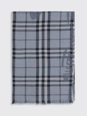 Burberry Check Wool And Silk-blend Scarf With Fringed Edges
