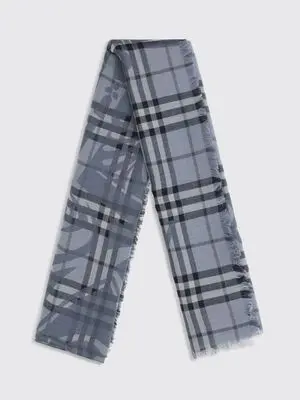 Burberry Check Wool And Silk-blend Scarf With Fringed Edges