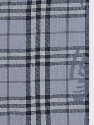 Burberry Check Wool And Silk-blend Scarf With Fringed Edges