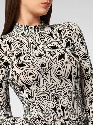 Philipp Plein Long Sleeve Printed Bodysuit - Pink