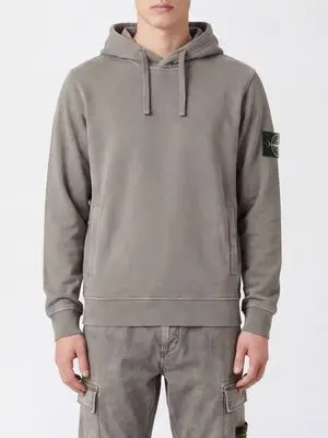 Stone Island Cotton Hoodie With Compass Logo Patch - Grey