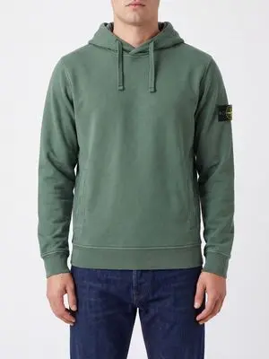 Stone Island Stone Island Cotton Hoodie With Compass Logo Patch Olive