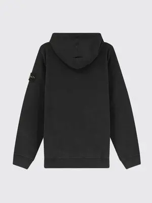 Stone Island Cotton Zip-up Hoodie With Dropped Shoulders - Black