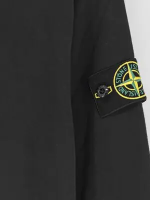 Stone Island Cotton Zip-up Hoodie With Dropped Shoulders - Black