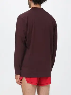 Y3 Long-sleeved Cotton T-shirt With Contrast Logo And Dropped Shoulders
