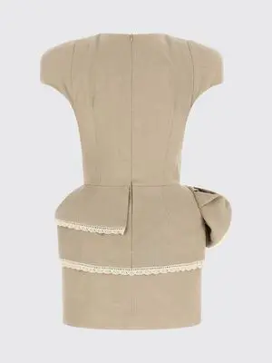 Magda Butrym Linen Sheath Mini Dress With Flower Appliqué And Lace Trim