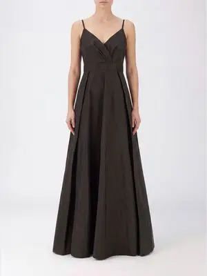 Pinko Taffeta Off-the-shoulder V-neck Evening Gown - Brown