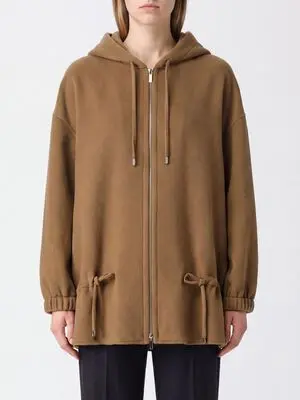 Max Mara Single-breasted Wool Hooded Coat With Zip Closure - Brown