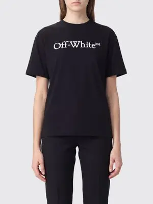 Off-White Slim Fit Cotton T-shirt With Logo Print And Dropped Shoulders - Black