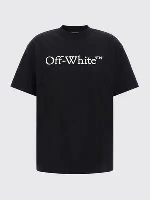 Off-White Slim Fit Cotton T-shirt With Logo Print And Dropped Shoulders - Black