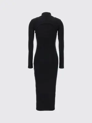 Off-White Cotton Knit Sheath Midi Dress