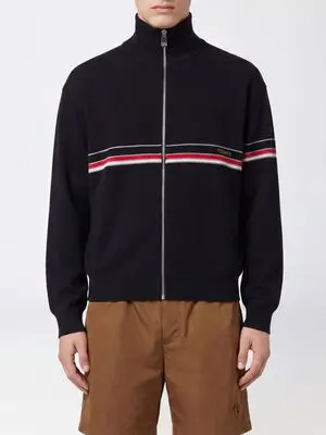 Versace Striped Cotton Turtleneck Zip-up Jumper