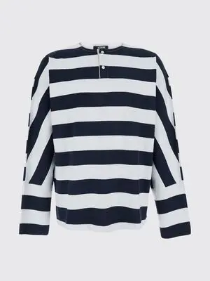 Jacquemus Striped Long-sleeved Cotton T-shirt With Two-button Neckline