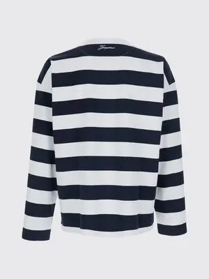 Jacquemus Striped Long-sleeved Cotton T-shirt With Two-button Neckline