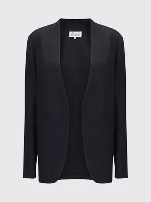 MAISON MARGIELA Cropped Open-front Wool Blazer With Iconic White Stitch