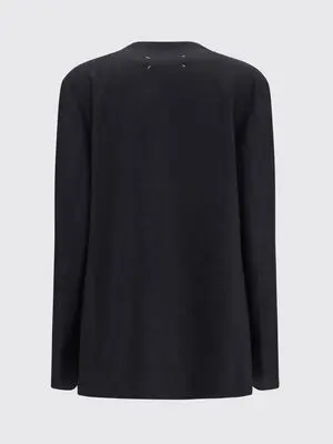 MAISON MARGIELA Cropped Open-front Wool Blazer With Iconic White Stitch