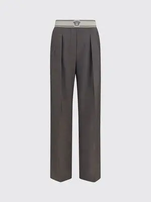 Versace Wool-blend Pleated Wide-leg Trousers - Grey