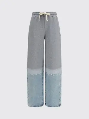 HAIKURE Cotton Denim Jogging Trousers With Abstract Bicolour Pattern - Blue