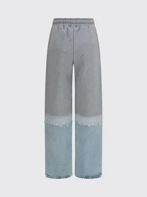 HAIKURE Cotton Denim Jogging Trousers With Abstract Bicolour Pattern - Blue