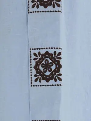 ALEMAIS Grace Linen Wide-leg Trousers With Ethnic Print