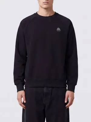 Moose Knuckles Crew Neck Cotton Jumper With Contrast Logo - Black