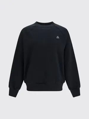 Moose Knuckles Crew Neck Cotton Jumper With Contrast Logo - Black