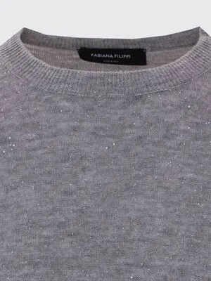Fabiana Filippi Short-sleeved Crewneck Wool Blend Jumper - Grey