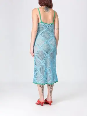 JW Anderson Graphic Print Crochet Knit Midi Sheath Dress