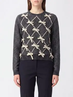 Moschino All-over Bow Wool And Silk Blend Jumper - Grey
