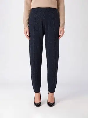Fabiana Filippi High-waisted Straight-leg Knit Wool Blend Trousers - Blue