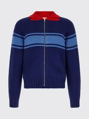 Marni Striped Cotton Turtleneck Zip-up Cardigan