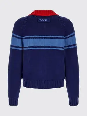 Marni Striped Cotton Turtleneck Zip-up Cardigan