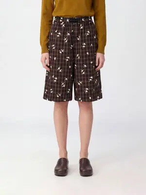 GANNI Ganni Printed Checkered Shorts Coffee