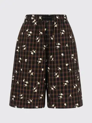 GANNI Printed Checkered Shorts - Coffee