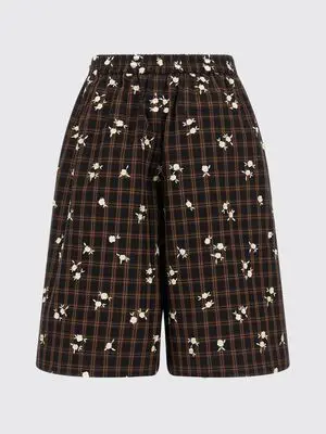 GANNI Printed Checkered Shorts - Coffee