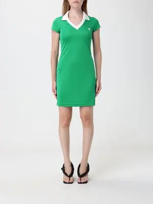 COURREGES Slim Fit Jersey Polo Mini Dress With Contrast Logo - Green