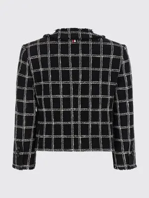 Thom Browne Check Pattern Cotton And Wool Blend Blazer With 4-bar Logo