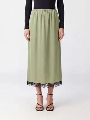 TWINSET A-line Midi Skirt With Lace Inserts - Green