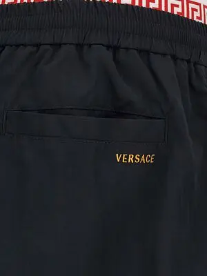 Versace Technical Fabric Jogging Trousers With Greca Logo Elasticated Waistband
