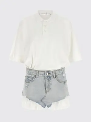 Alexander Wang Bi Double-layer Cotton Mini Shirtdress With Classic Collar