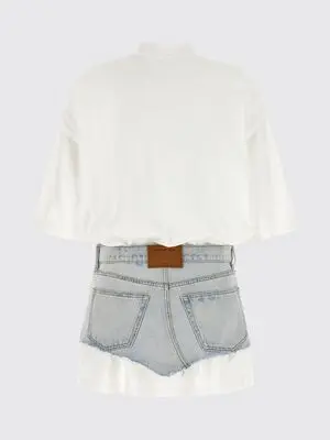Alexander Wang Bi Double-layer Cotton Mini Shirtdress With Classic Collar