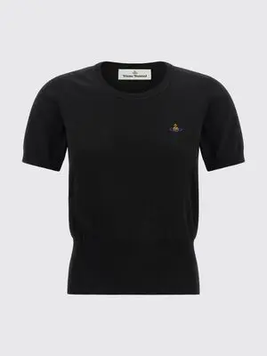 VIVIENNE WESTWOOD Slim Fit Cotton Cashmere Jumper With Orb Logo - Black