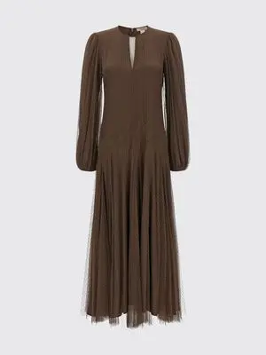 TWINSET Pleated Tulle Midi Ceremonial Dress With Crew Neck