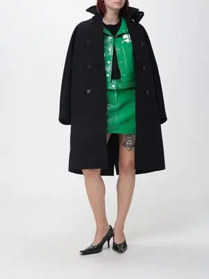 COURREGES Cropped Faux Leather Jacket With Contrast Logo