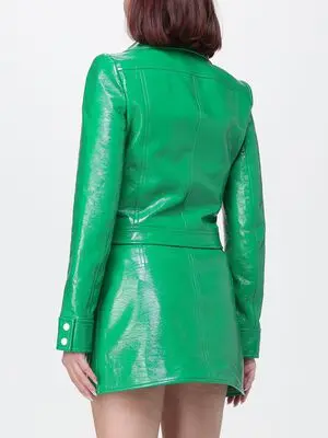 COURREGES Cropped Faux Leather Jacket With Contrast Logo